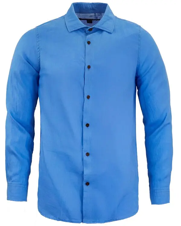 LORDS OF HARLECH Lionel Linen Button Down Shirt Sail - Blue