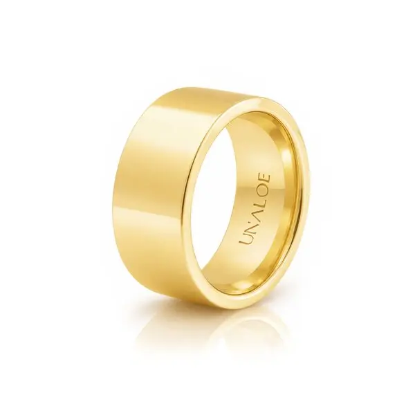 UNALOE Wide French Style Band In Sterling Silver With Plating - Gold