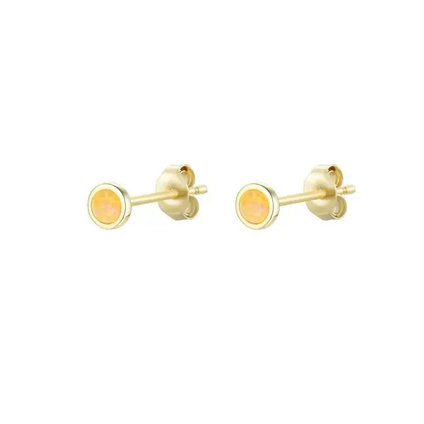 KAMARIA Mini Round Opal Stud Earrings Tangerine