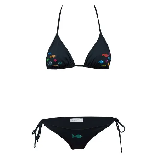 MY PAIR OF JEANS Sexyfish Embroidered Bikini - Black