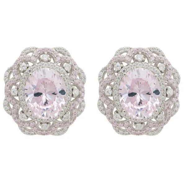 LATELITA Pink / Silver / White Palais Stud Earrings Morganite Silver - Pink/silver/white