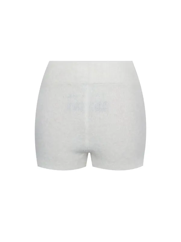 MISS CIRCLE NEW YORK Sera Wool-blend Ribbed Knit Mini Shorts - White