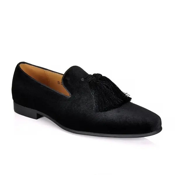 DAVID WEJ Bradford Velvet Tassel Loafers - Black
