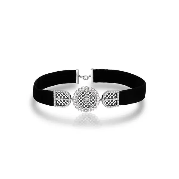 RETRO CHIC White / Black / Silver Black Nutcracker Choker - White/black/silver