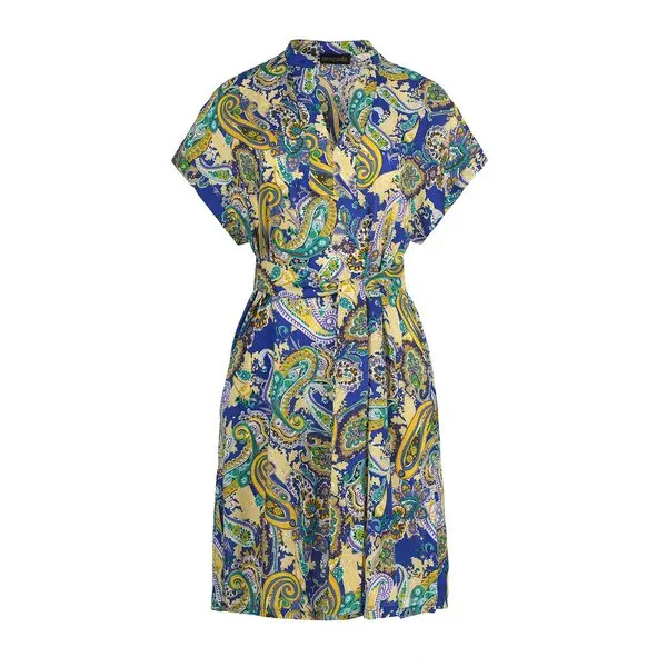 CONQUISTA Paisley Print Dress With Slits - Orange