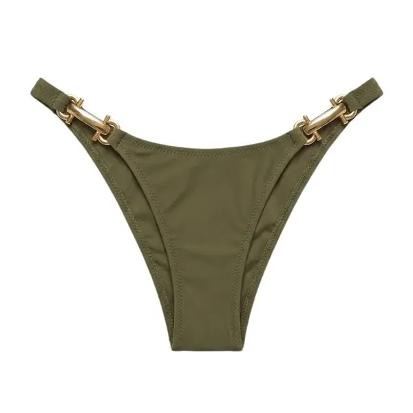 ACQUA PURA Bikini Bottom With Gold Buckles - Green