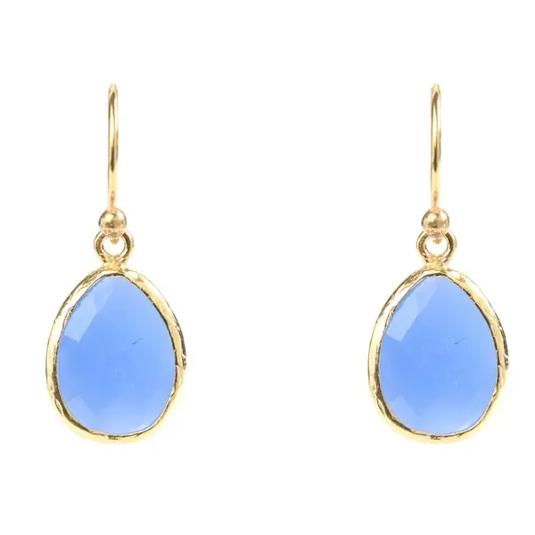 LATELITA Gold / Blue Petite Drop Earrings Dark Blue Chalcedony Gold - Gold/blue