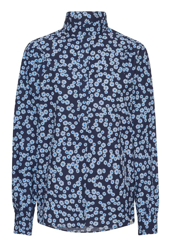 GROBUND The Sonja Shirt The One With A High Collar In With Flowers - Blue