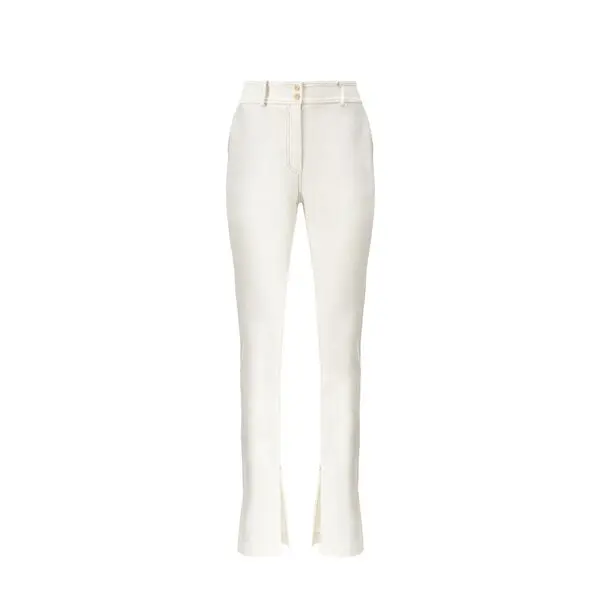 LITA COUTURE Topstitch Detail Cotton Trousers - White