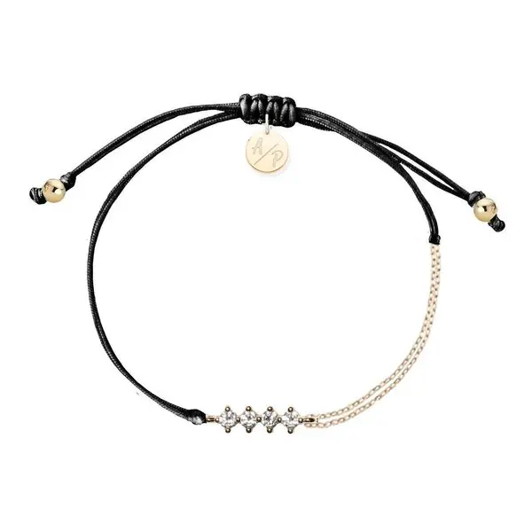 ADRIANA PAPPAS DESIGNS Cz Crystal Bar Bracelet On Colored Cord - Black