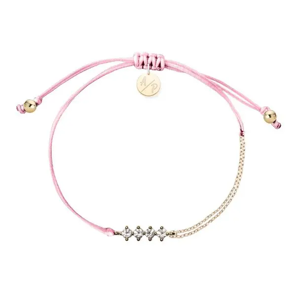 ADRIANA PAPPAS DESIGNS Cz Crystal Bar Bracelet On Colored Cord - Pink