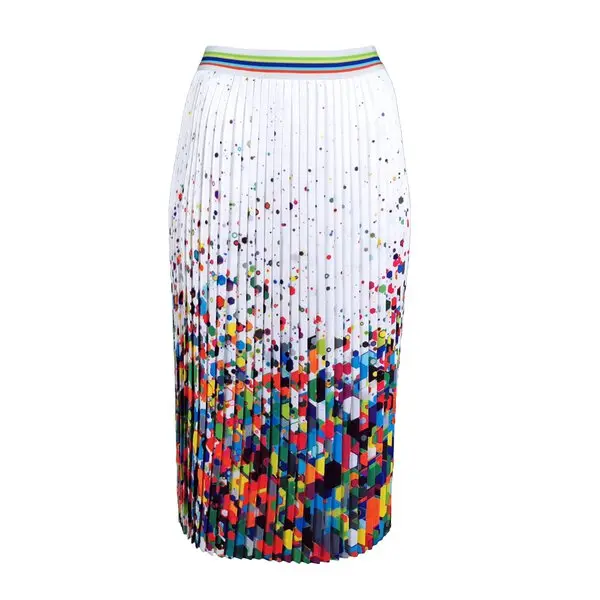 LALIPOP DESIGN Splash Of Color Pleated Midi Skirt - White