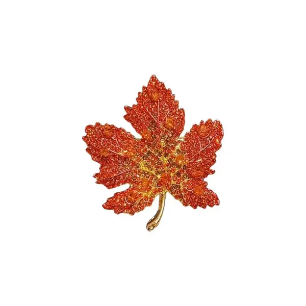 CHANEL JOAN ELKAYAM Crystal Maple Leaf Brooch - Gold/orange/red