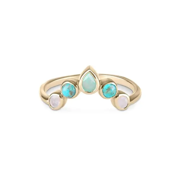 ZOHREH Blue / Gold Semi-precious Stone Hugging Ring 9k Gold - Blue/gold