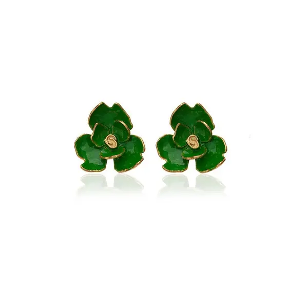 MILOU JEWELRY Rose Flower Earrings - Green