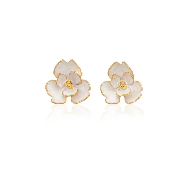 MILOU JEWELRY Rose Flower Earrings - White