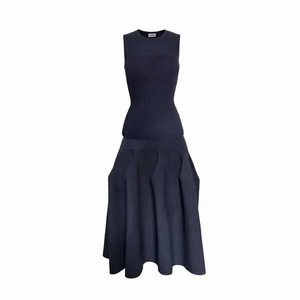 LONDON ATELIER BYPRODUCT Navy Knitted Top And Skirt Co-ordinates Set - Blue