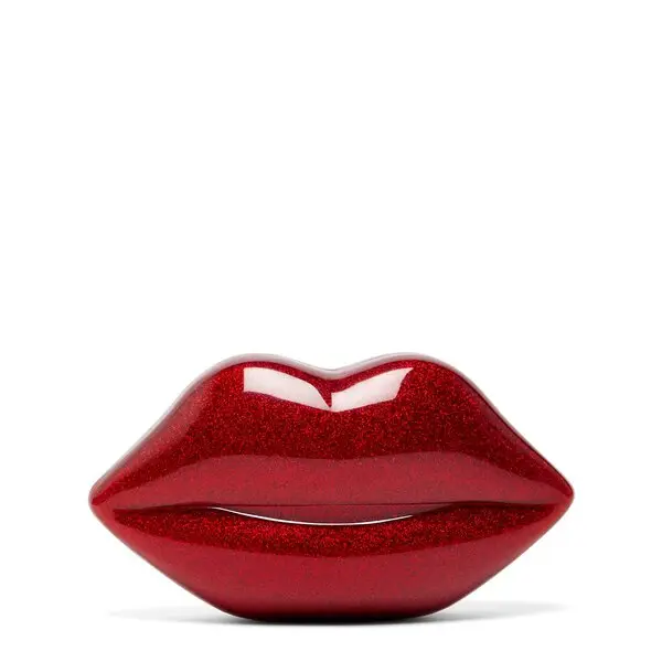 Lulu Guinness Glitter Lips Clutch Bag