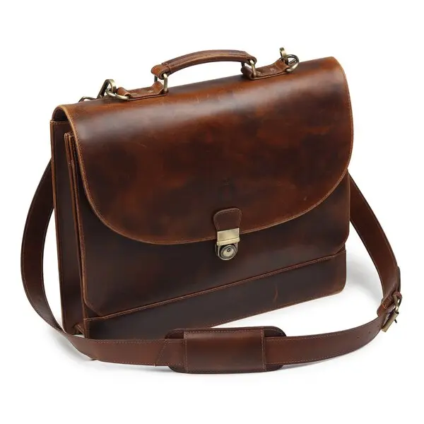 DÖTCH LEATHER Yorke Leather Messenger Laptop Bag - Brown