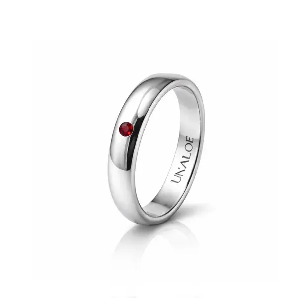 UNALOE Red / Silver Smooth Sterling Silver Band Ring With Ruby: A Symbol Of Passion And Inner Strength - Red/silver