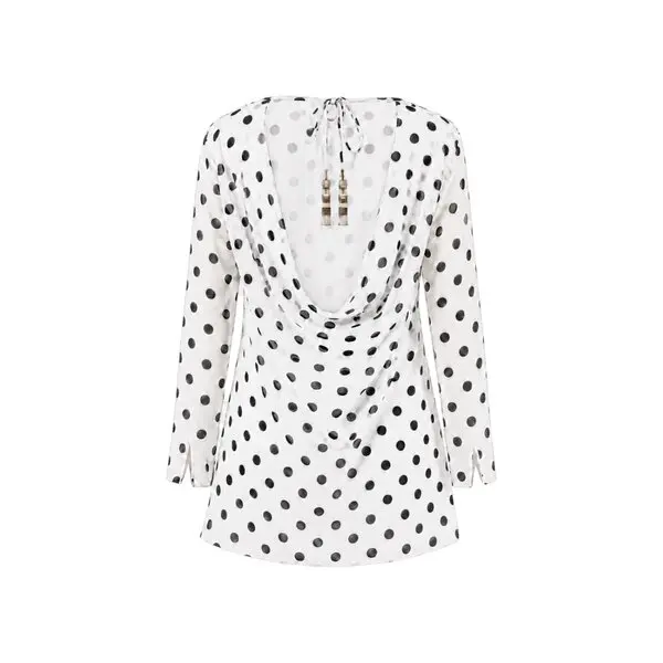 SUN CULTURE Pool Side Mini Dress In Polka - White