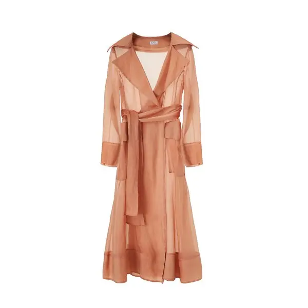 LITA COUTURE See Through Organza Trench Coat - Orange