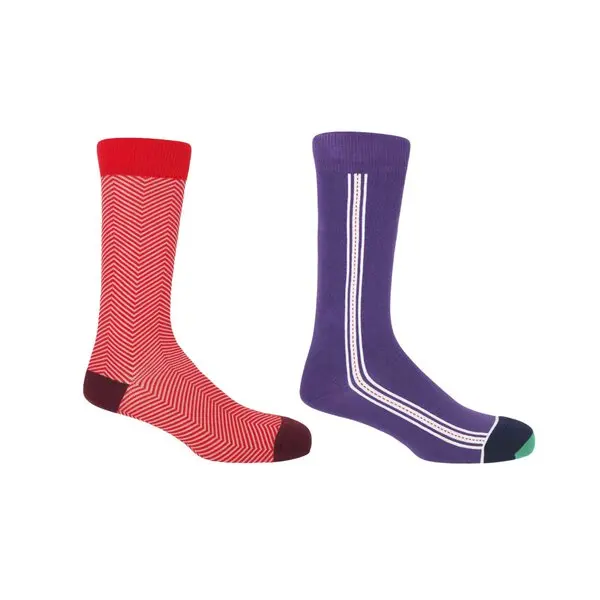 PEPER HAROW - MADE IN ENGLAND Red Lux Taylor & Purple Andover Socks Two Pack - Purple/red