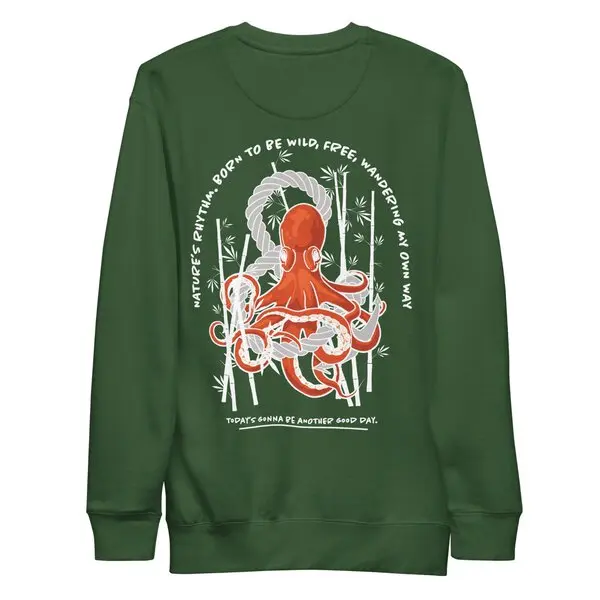 ANCHOR & CREW Forest Octopus Another Good Day Cotton Blend Sweatshirt - Green