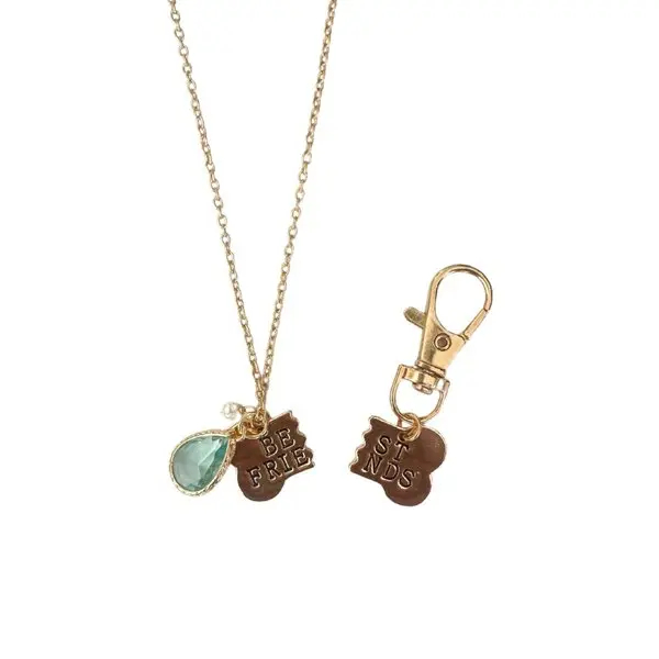 BABALOO JEWELRY Gold / Blue Best Friend Dog Pendant Charm Necklace - Gold/blue