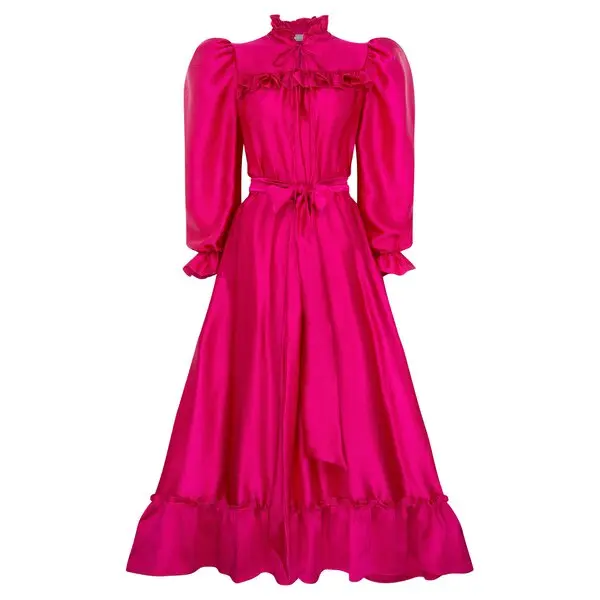 LISA THE LABEL Le Jardin Long Plumerella Dress In Cerise - Red