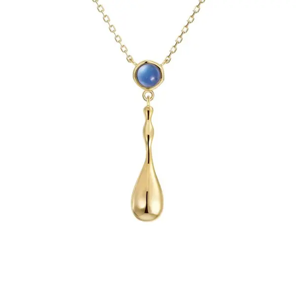 VANIMY Seren Flow Gemstone Droplet Necklace - Gold