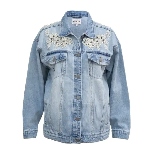 SANA T Hand Crafted Elara Denim Jacket - Blue
