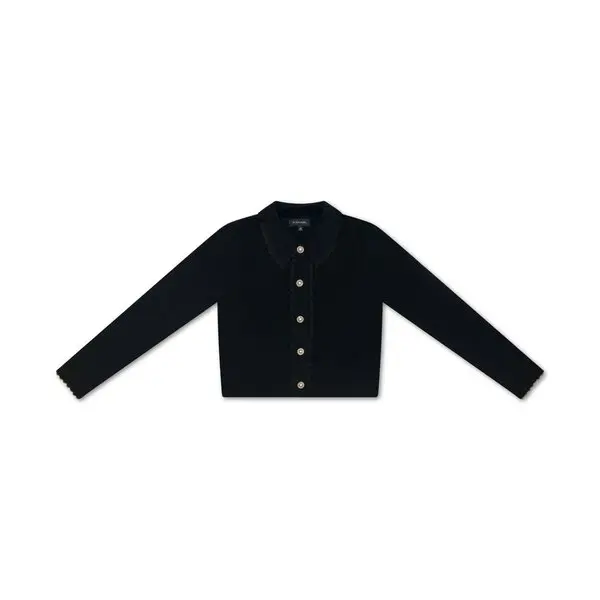 ROCH PEREL Lace Trimmed Collar Cardigan - Black