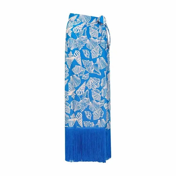 SUNSHINE TIENDA Mermaid Ruby Fringe Sarong - Blue