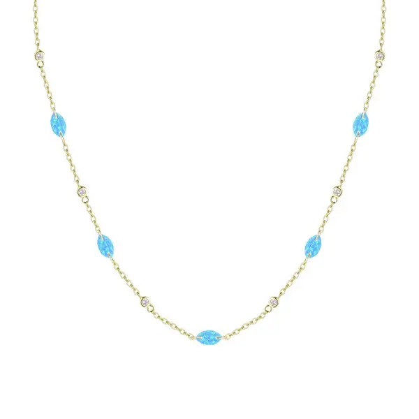 KAMARIA Drilled Opal Layering Necklace Green - Blue