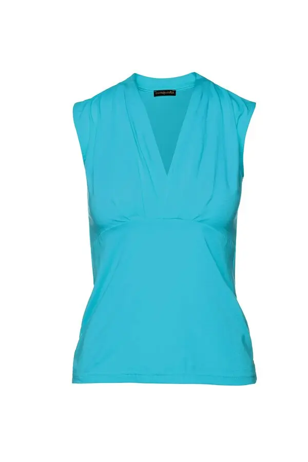CONQUISTA Turquoise Sleeveless Cotton Jersey Top - Blue