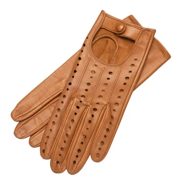 1861 GLOVE MANUFACTORY Rimini Leather Driving Gloves In Camel - Brown
