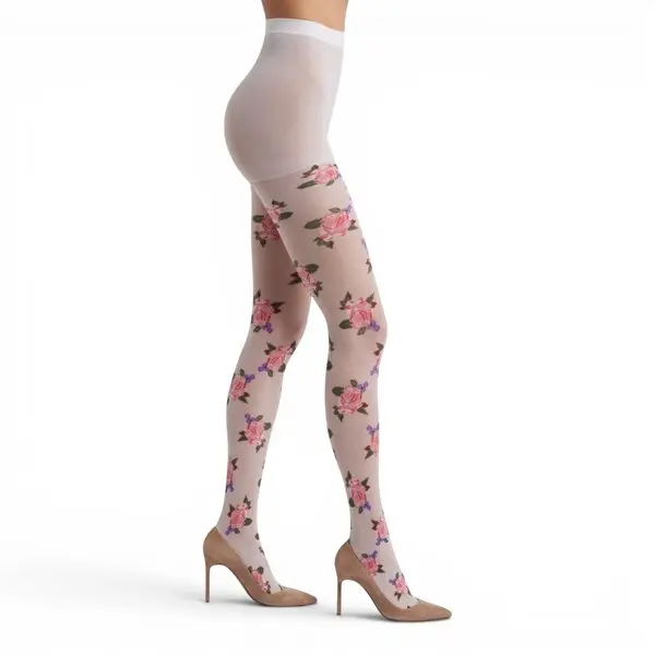 HIGH HEEL JUNGLE BY KATHRYN EISMAN Blushing Sheer Tights - White