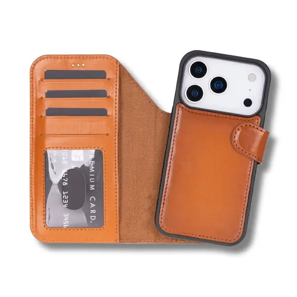LEATHERE Leather Iphone Onyedi Pro Max Wallet Case – Rustic Austin - Brown