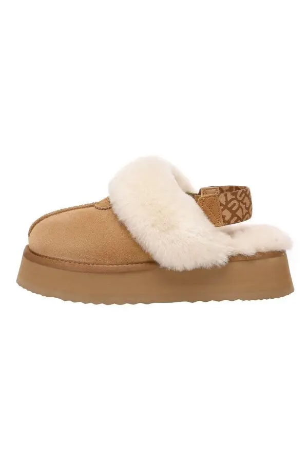 EVERAU AUSTRALIA Wagtail Removable Strap Platform Slippers In Chestnut - Gold