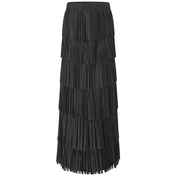 SMART AND JOY Tiered Frill Mesh Skirt - Black