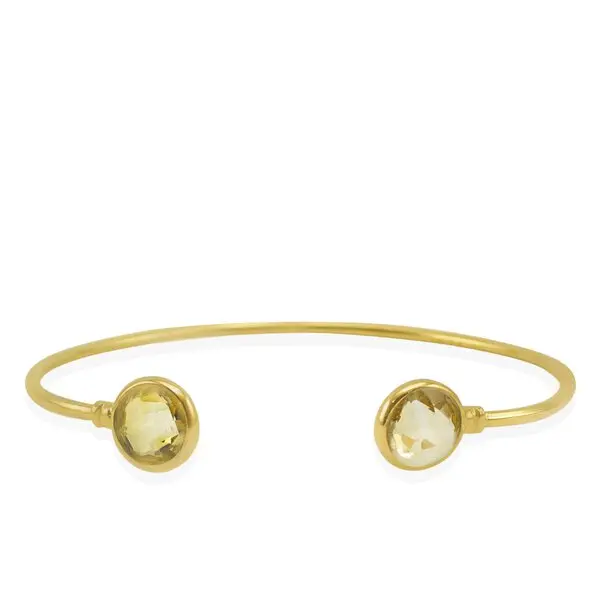 VINTOUCH ITALY Yellow / Gold Sorrento Gold Vermeil Citrine Cuff Bracelet - Yellow/gold