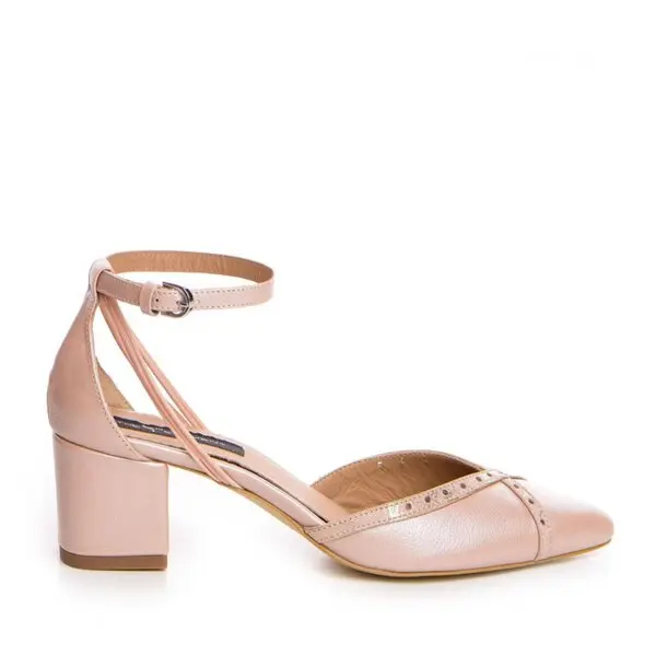 THE 5TH ELEMENT Neutrals Rihanna Shoes In Powder Rosé And Gold-printed Leather - Pink