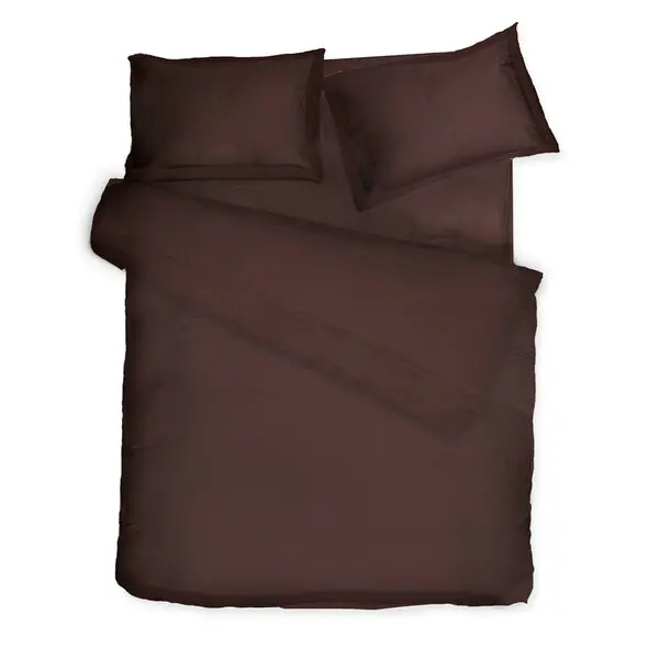 DECOFLUX HOME Cotton Bed Linen Set Solid Chocolate Oud - Brown