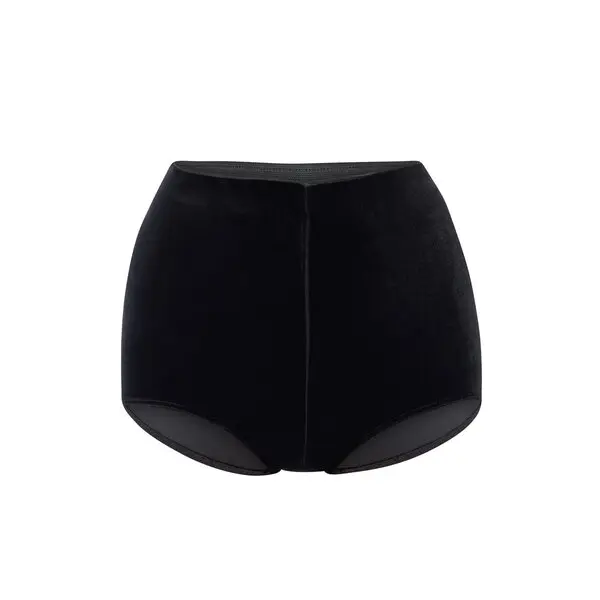 LIA ARAM High-waisted Velvet Shorts - Black