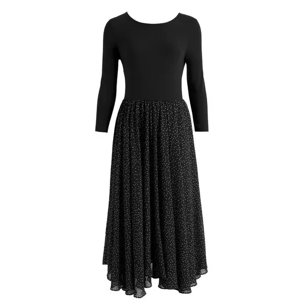 LOUCHE Huxley Raindrop Jersey Top Printed Circle Skirt Midaxi Dress - Black