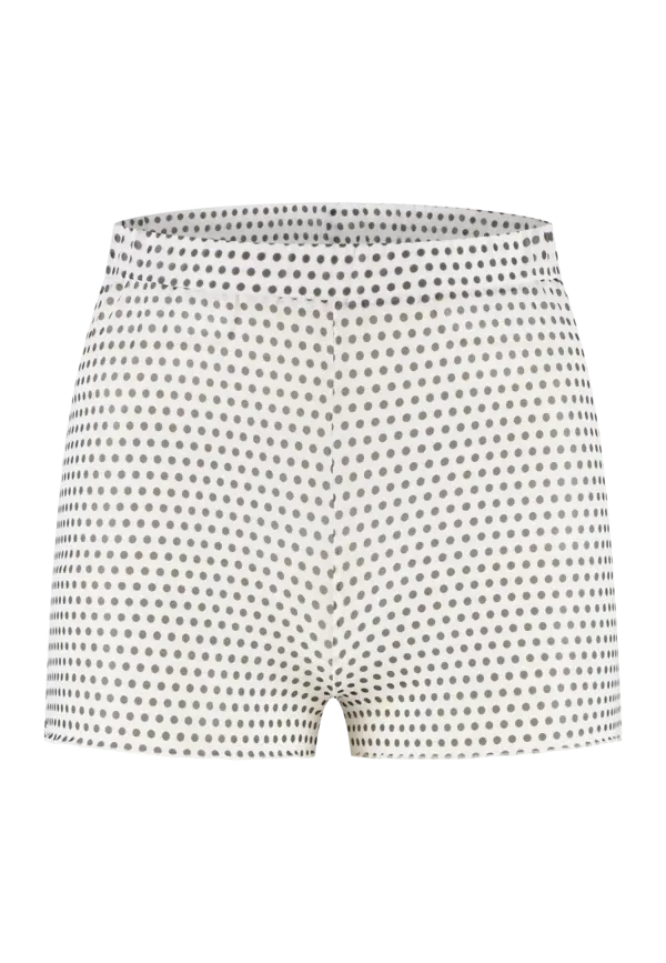 NOBLESSE OBLIGE Small Black Polka Dot On Mesh Sleep Shorts - White
