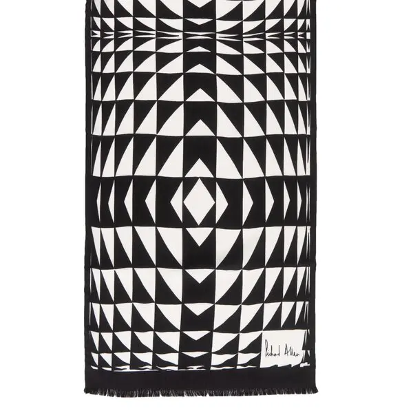 RICHARD ALLAN LONDON Black / White Black And White Prism Long Silk Scarf - Black/white