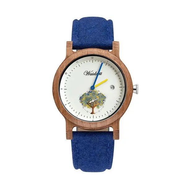 WAIDZEIT Blue / White / Brown Tree Of Life Watch Royal Blue & Grey - Blue/white/brown