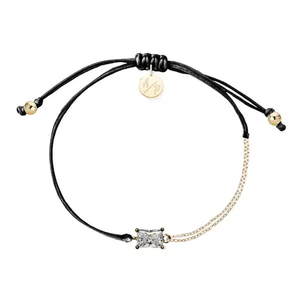 ADRIANA PAPPAS DESIGNS Cz Emerald Cut Bracelet On Colored Cord - Black